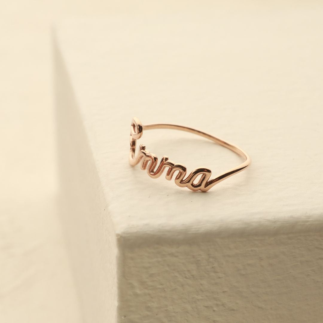 Custom Single Name Ring – Zumra Jewels
